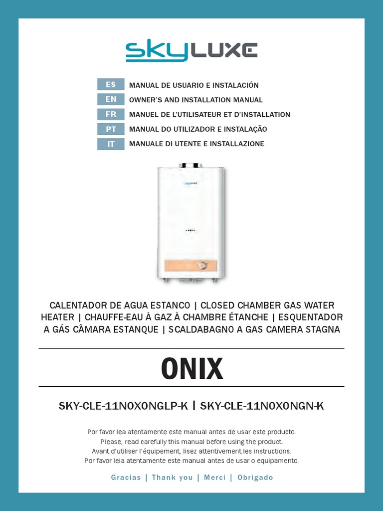 Manual Calentador de Agua ONIX | PDF | Agua | Tornillo