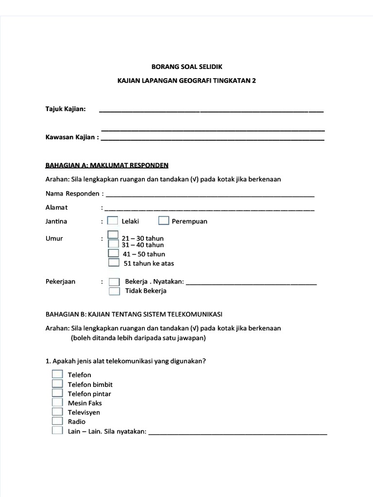 PDF Borang Soal Selidik - Compress | PDF