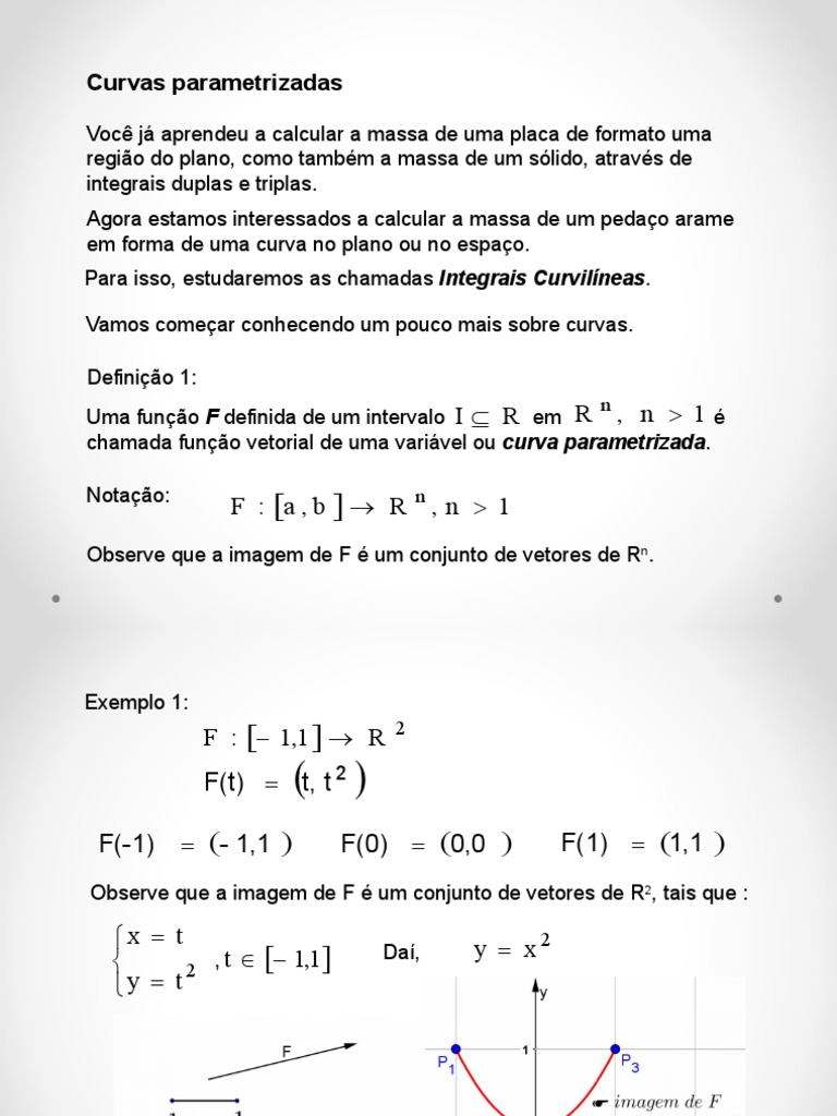 Calculo 3 Aula 09 - Curva Parametrizada | PDF | Curva | Matemática