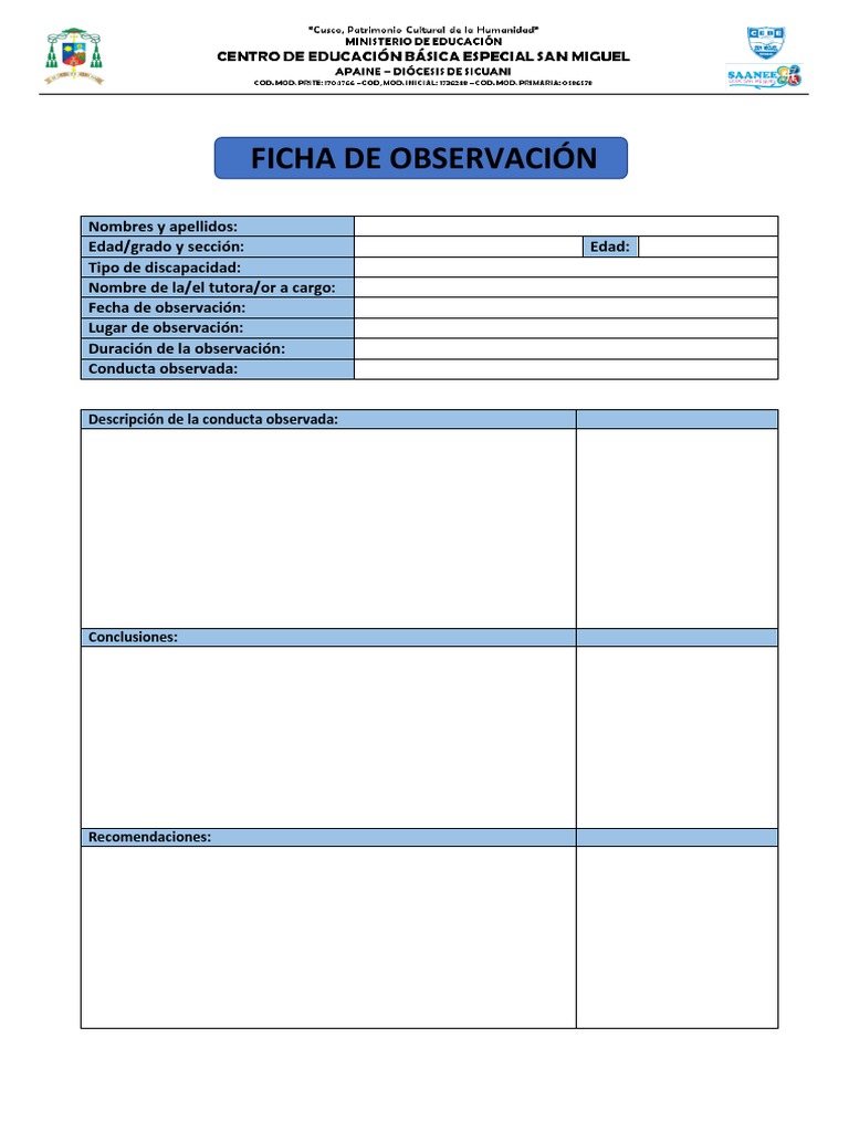 Ficha de Observación | PDF | Salud y bienestar