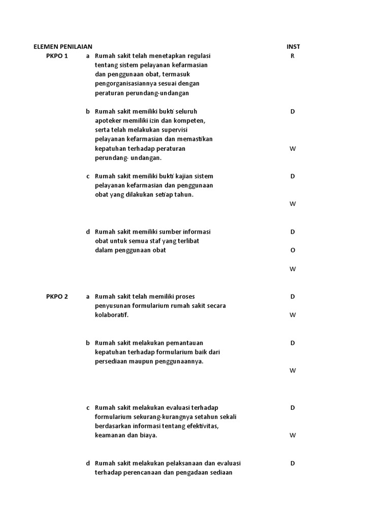 Self Asessment Pkpo-Instrumen Baru | PDF