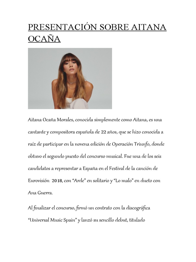 Presentación Sobre Aitana Ocaña | PDF