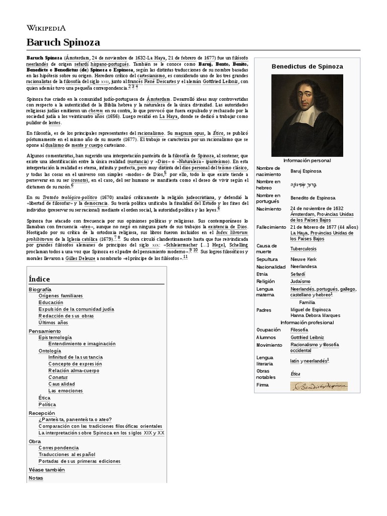 Baruch Spinoza | PDF | Baruch Spinoza | Metafísica
