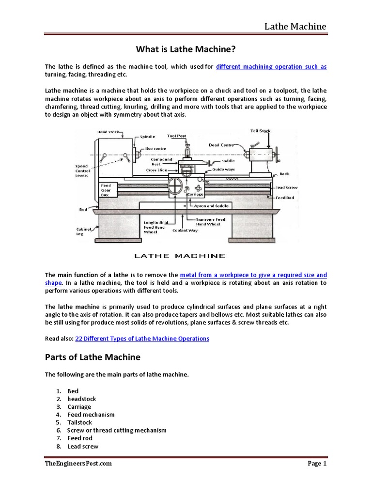 Lathe Machine Pdf Crafts Woodworking