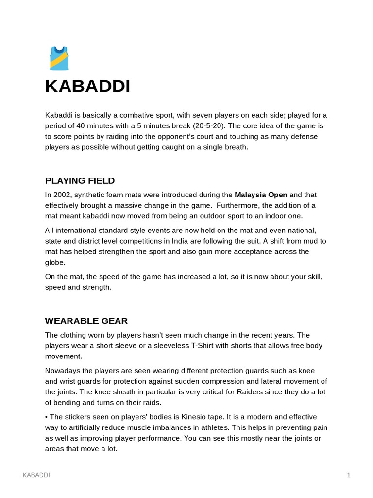 KABADDI | PDF | Sports | Running