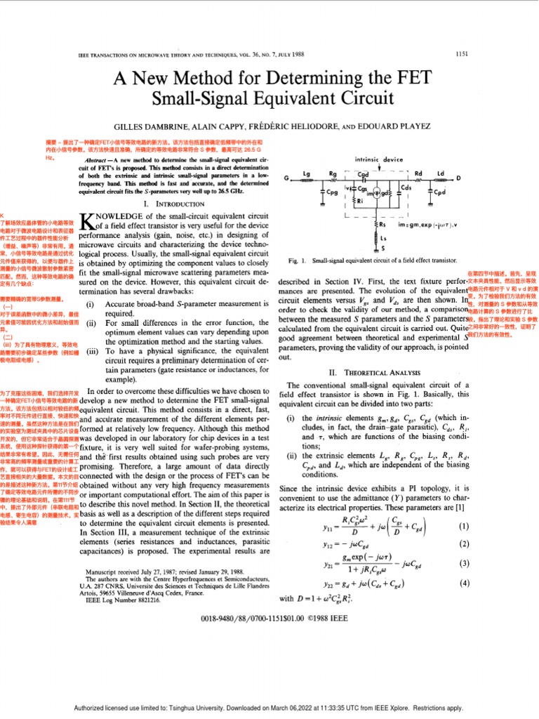 A New Method For Determining The FET Small-Signal Equivalent Circuit | PDF | Field Effect ...