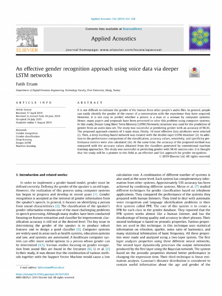 An Effective Gender Recognition Approach Using Voice Data Via Deeper