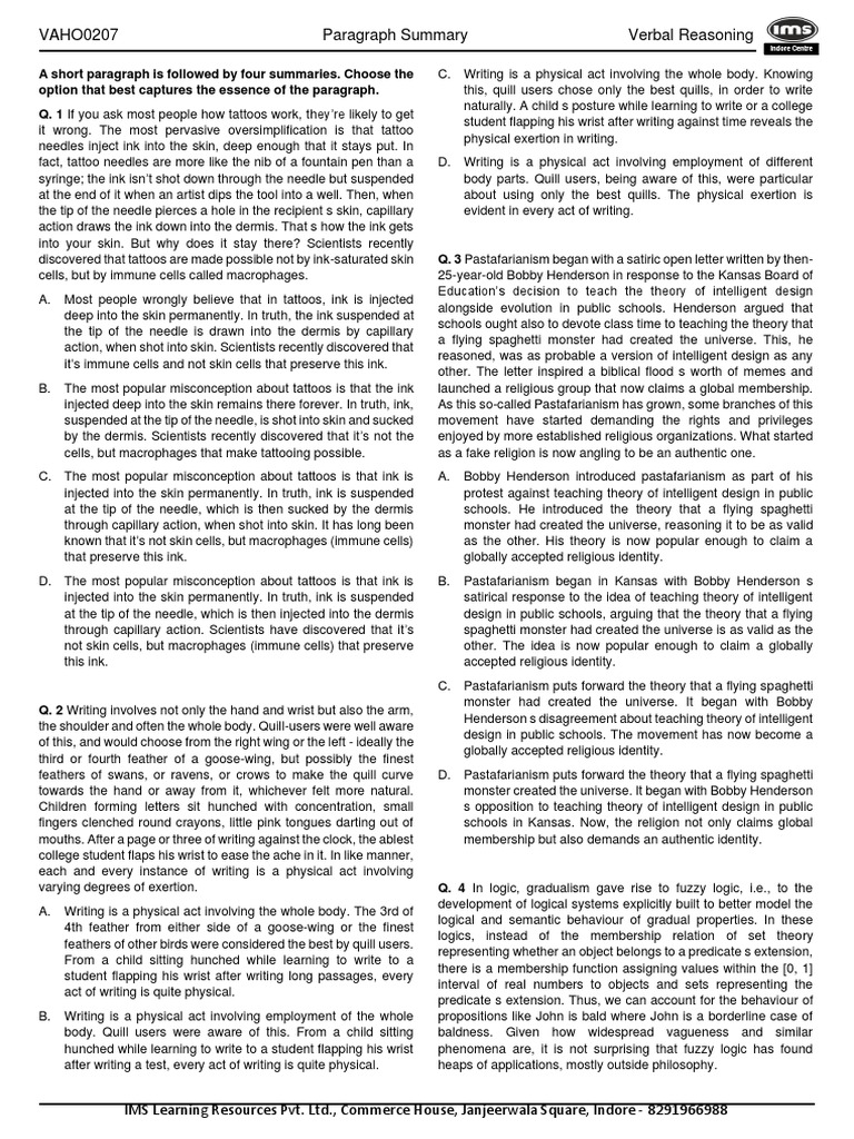 ParaSummary - 1 | PDF | Logic | Substance Theory