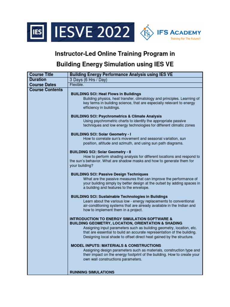IES VE Online Training for Energy Simulation | PDF | Simulation ...
