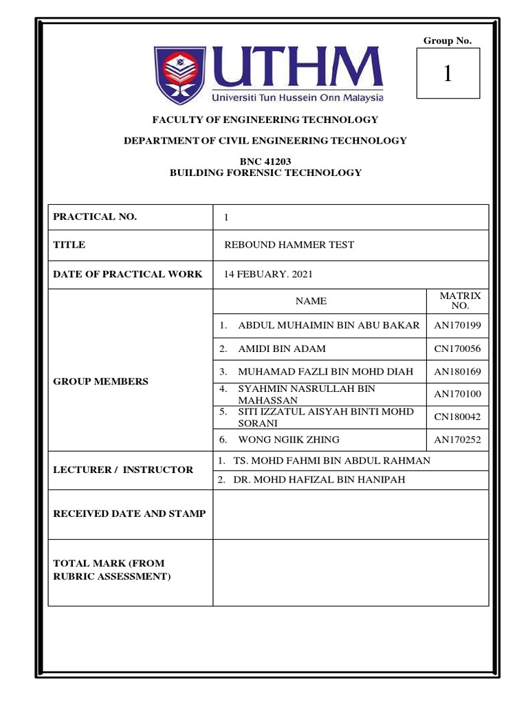 Practical No. 1 - Rebound Hammer Test | Download Free PDF | Concrete ...