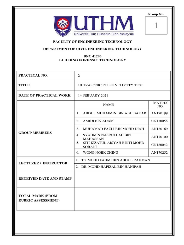 Practical No. 2 - Ultrasonic Pulse Velocity Test | PDF | Ultrasound ...