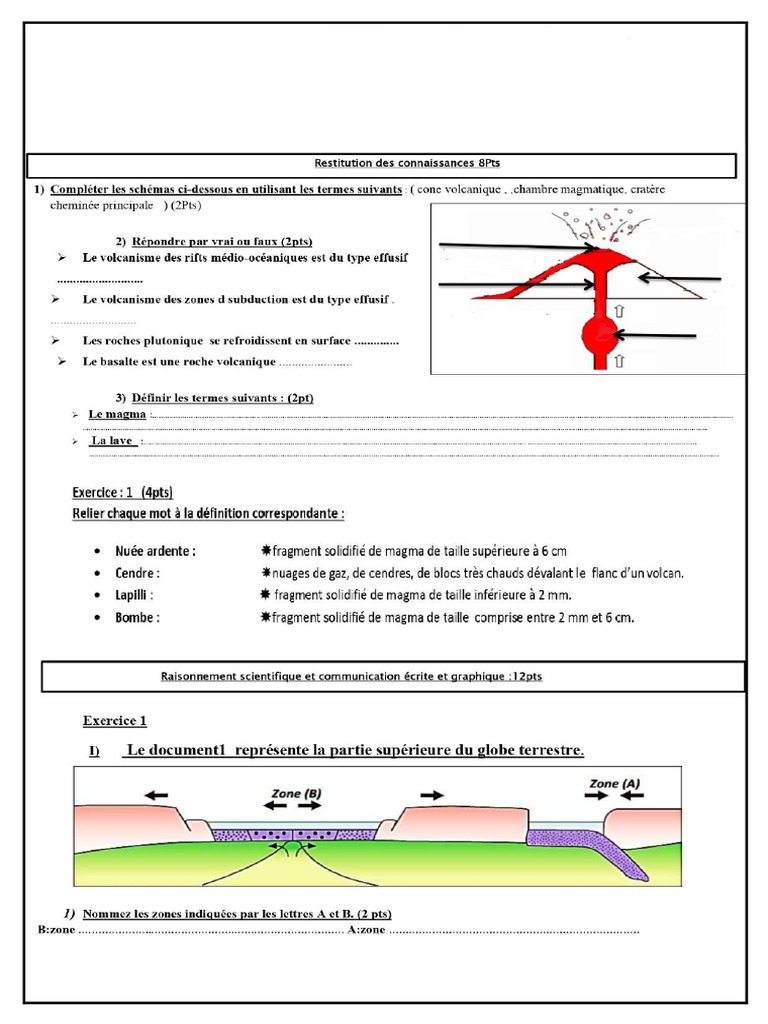 Contrôle n°2 - SVT - 2AC -Semestre 1 | PDF Contrôle n°2 - SVT - 2AC -Semestre 1 | PDF