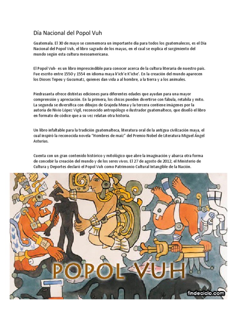 Día Nacional del Popol Vuh en Guatemala | PDF