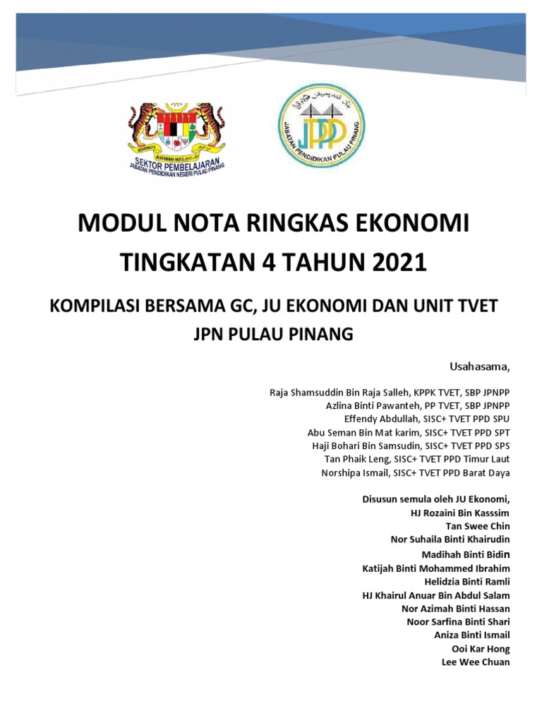 Nota Ekonomi Tingkatan 4 | PDF