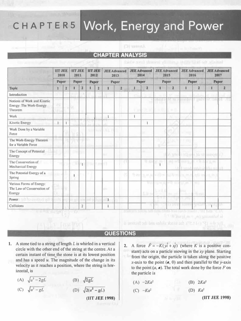 6 Work, Energy and Power-PYQ | PDF | Collision | Force