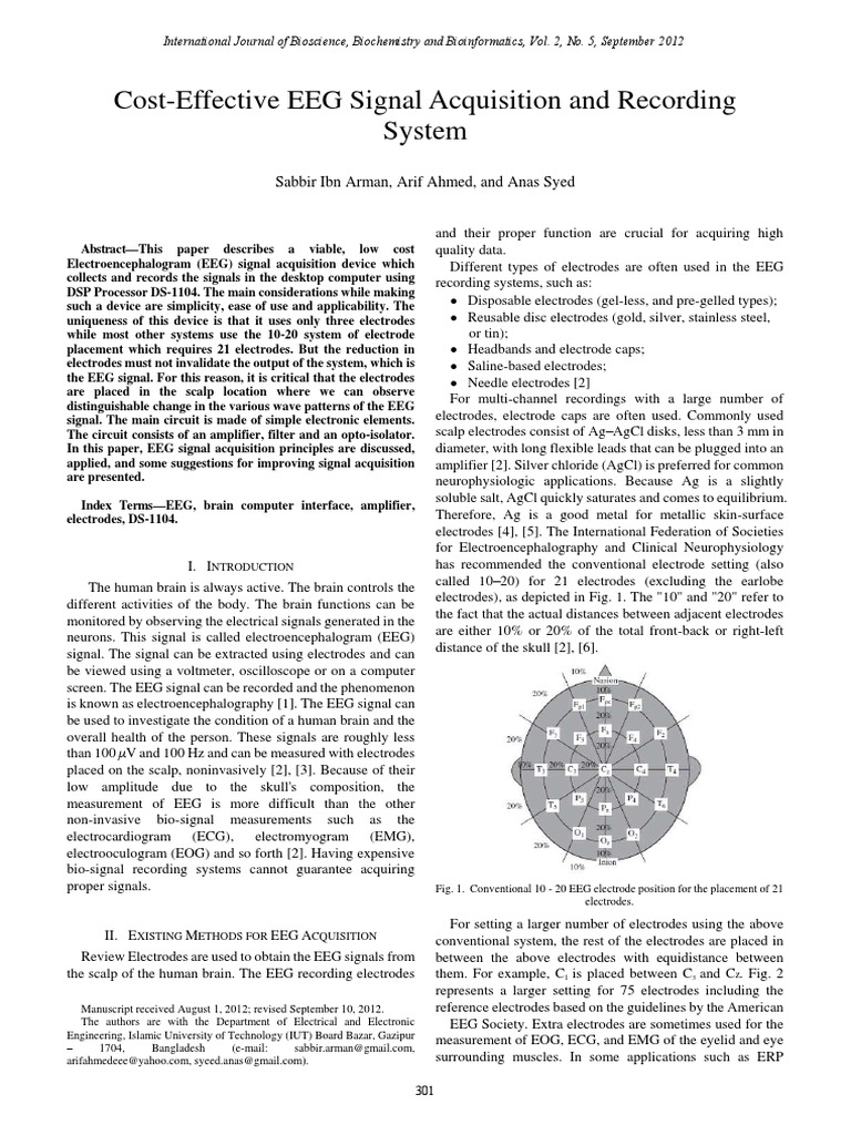 EEG Signal Acquisition and Analysis by L | PDF | Electroencephalography | Computer Engineering