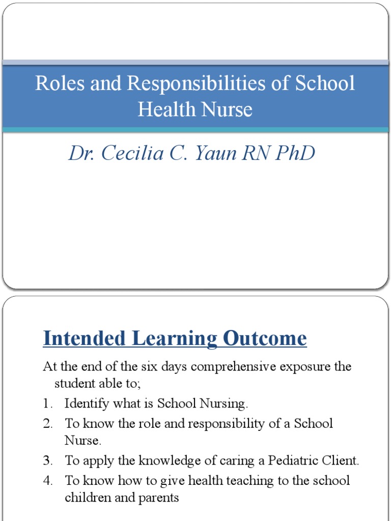 School Health Nurse Roles and Responsibilities | PDF | Nursing ...