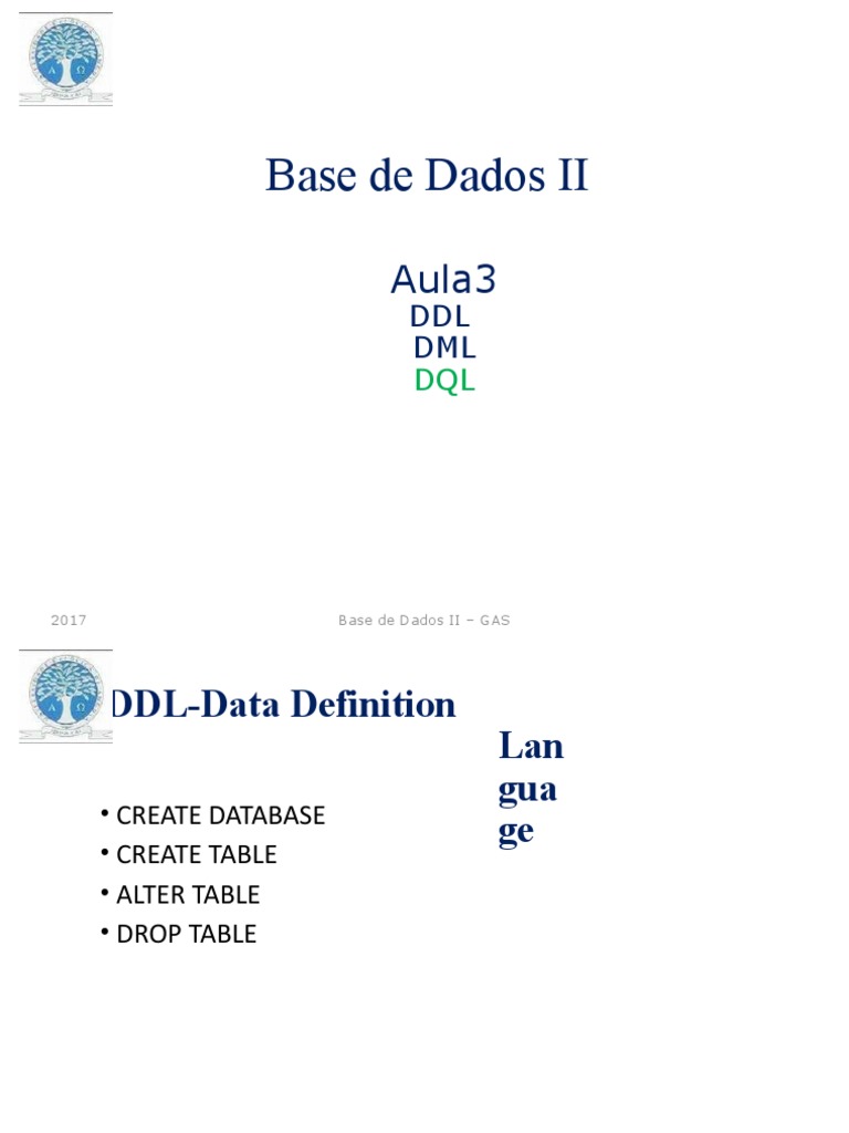 Comandos DDL, DML e DQL para manipulação de dados em banco de dados ... Comandos DDL, DML e DQL para manipulação de dados em banco de dados ...