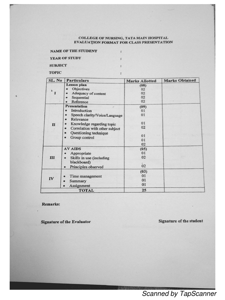 Evolution Sheet For All Type of Assignment | PDF