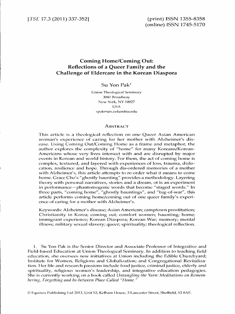 Pak, Su Yon, Coming Home Coming Out - Reflections of A Queer Family and ...