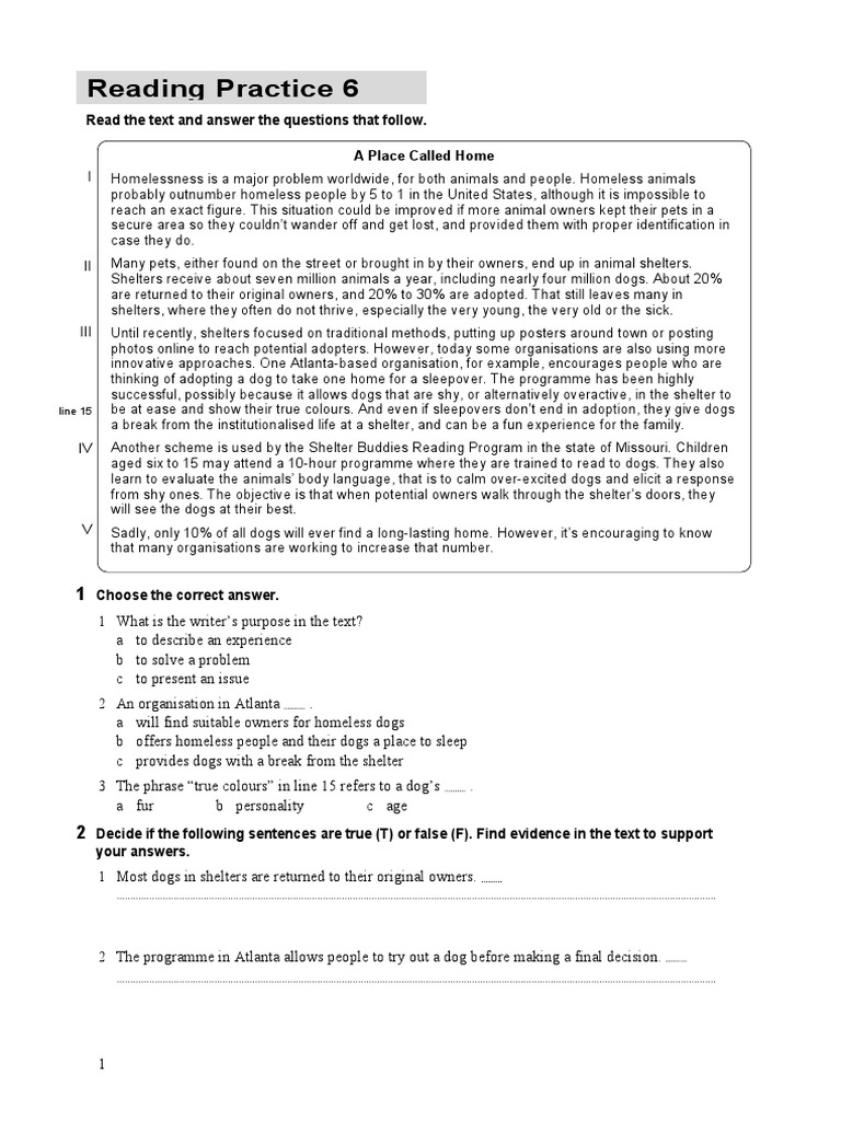 Reading Practice 6 | Download Free PDF | Dogs | Pet