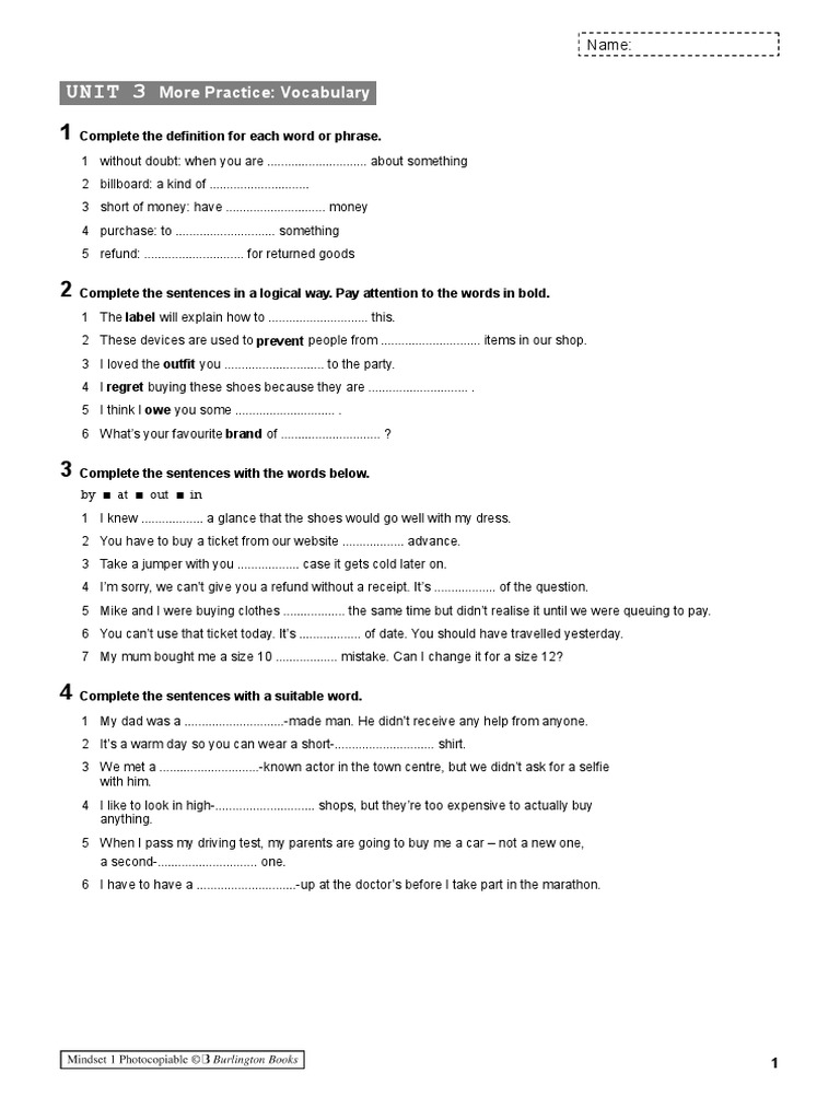 VocabGram Practice Unit 3 | PDF