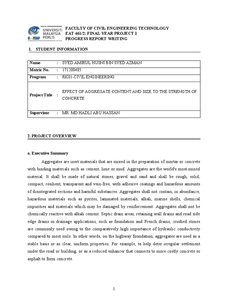 Progress Report | PDF | Concrete | Construction Aggregate Progress Report | PDF | Concrete | Construction Aggregate