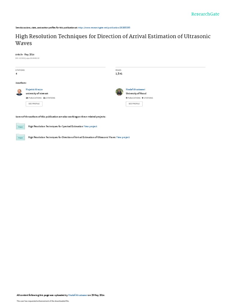High Resolution Techniques For Direction of Arrival Estimation of ...