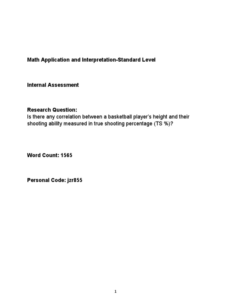 Height and Basketball True Shooting Percentage | PDF | Regression Analysis | Statistics