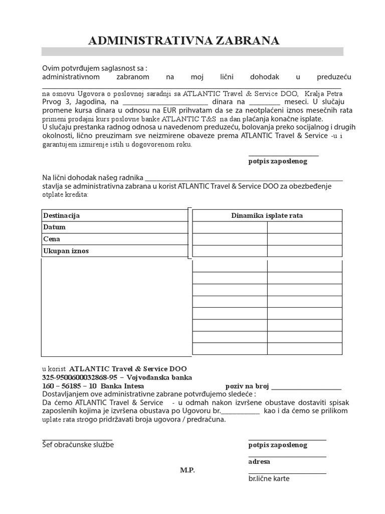 Administrativna Zabrana | PDF