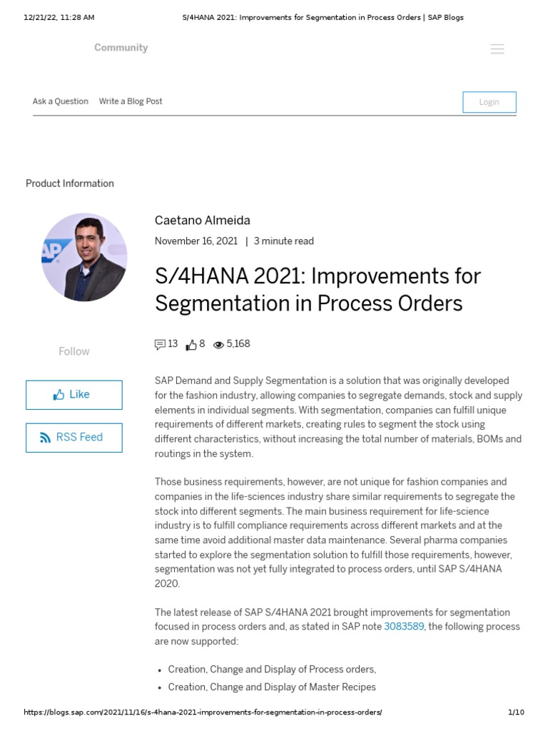 S - 4HANA 2021 - Improvements For Segmentation in Process Orders - SAP ...