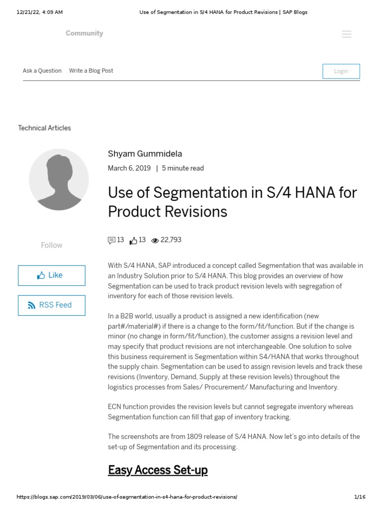 Use of Segmentation in S - 4 HANA For Product Revisions - SAP Blogs ...