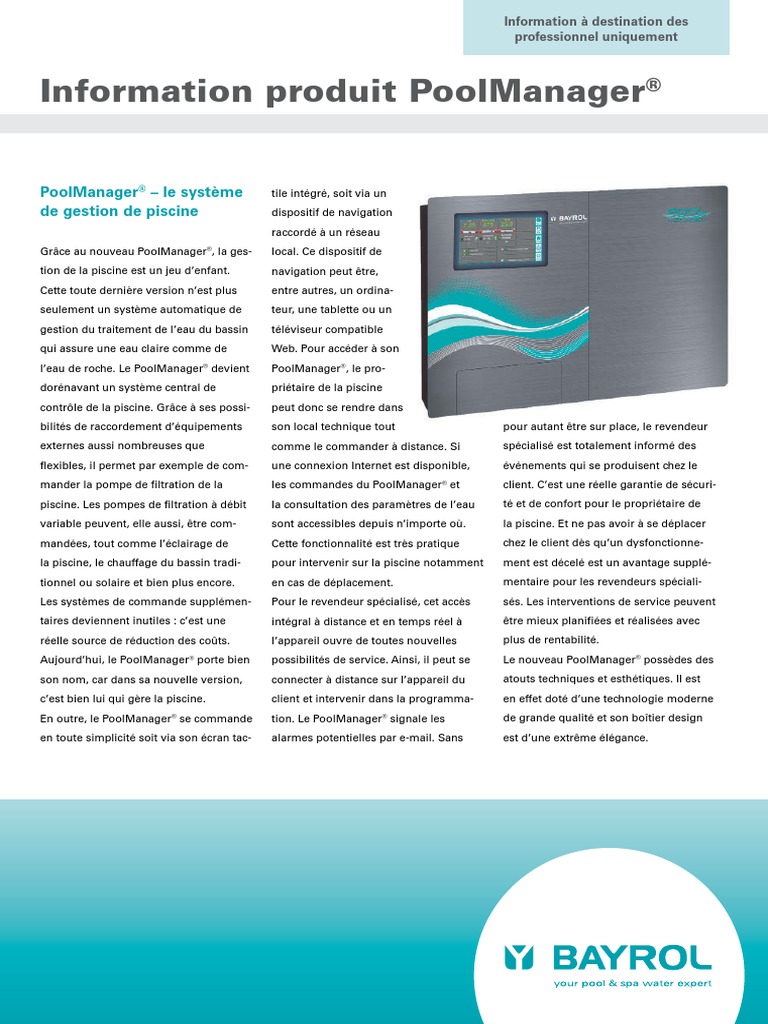 POOLMANAGER | PDF | Piscine | Chlore