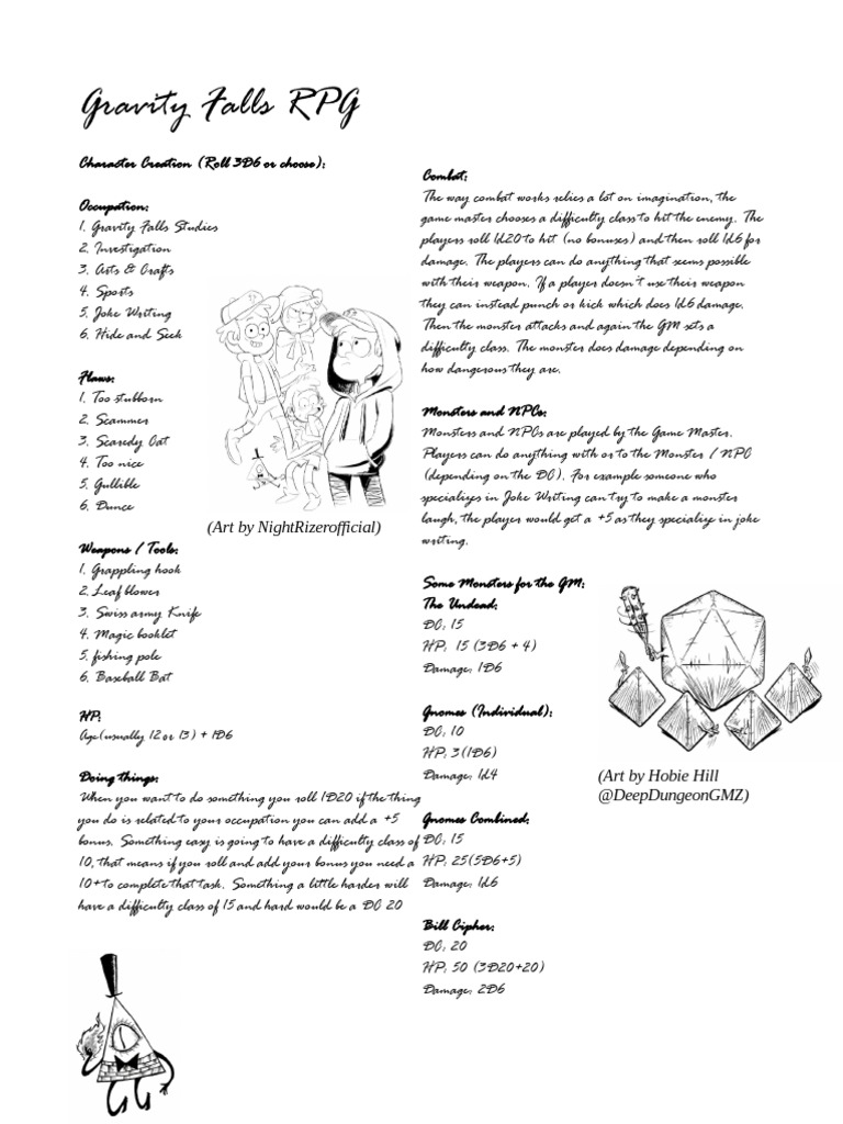 Gravity Falls RPG | PDF | Gaming | Role Playing Games