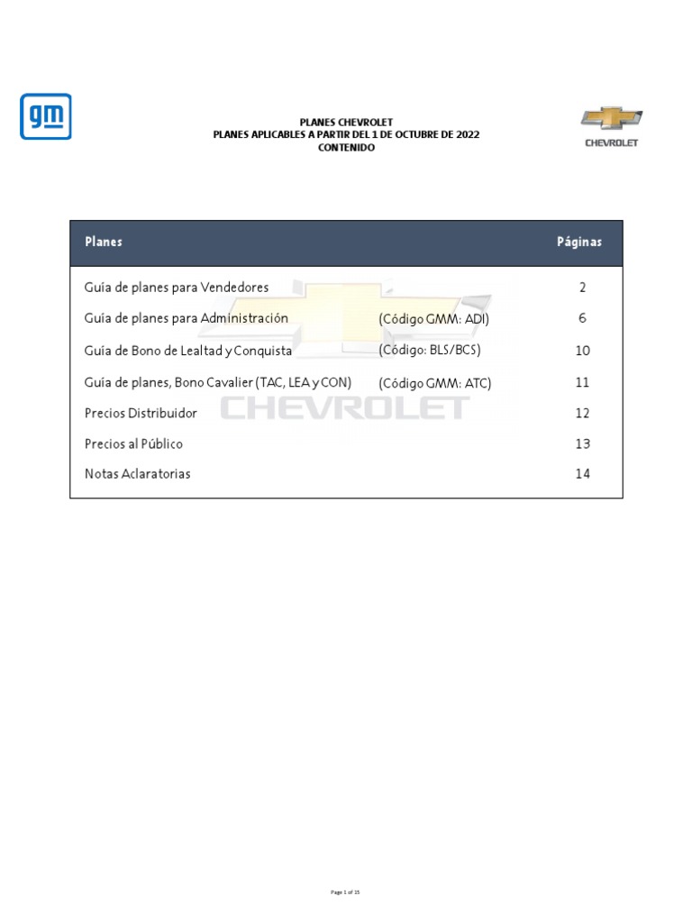 1 OCT Planes Chevrolet MY22 & MY22.5 | PDF