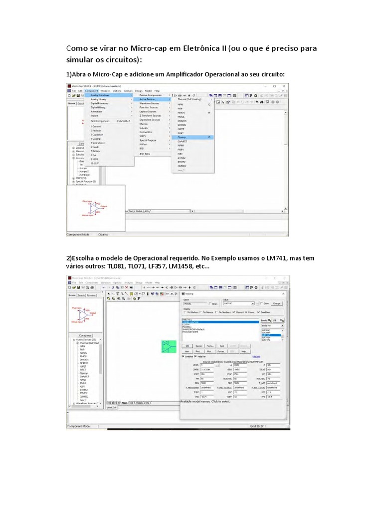 Como montar e simular circuitos com o Micro-Cap: um guia passo-a-passo | PDF | Rede elétrica ...