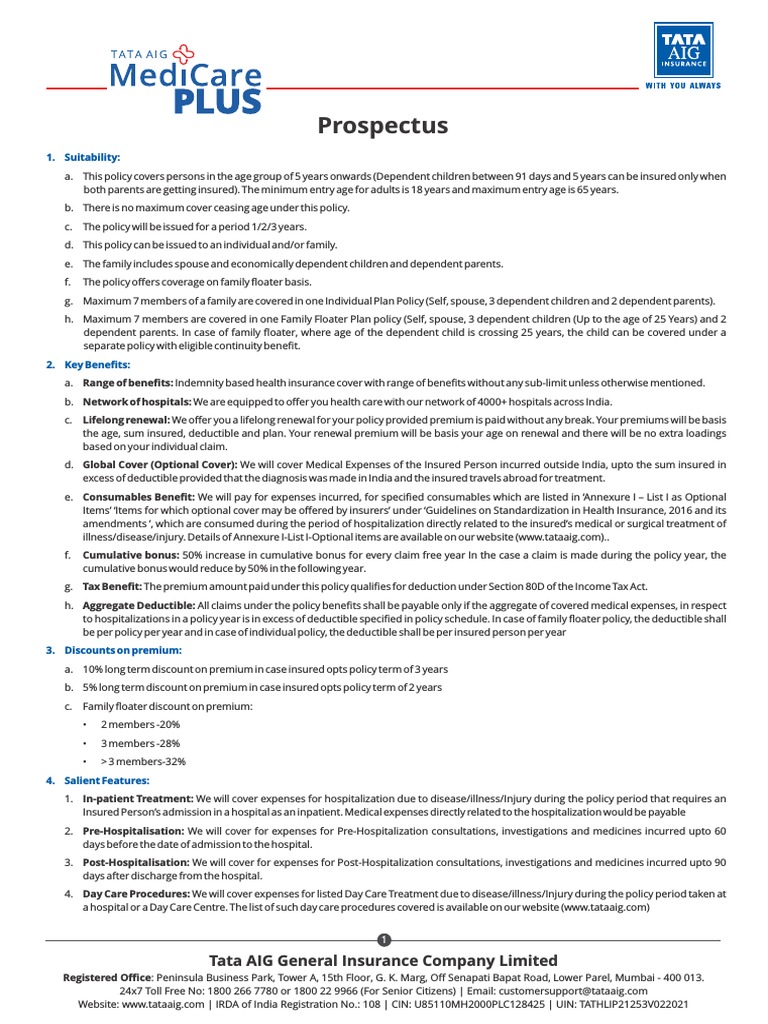 Medi Care Plus Prospectus Cb8fdfbba9 | PDF | Insurance | Deductible