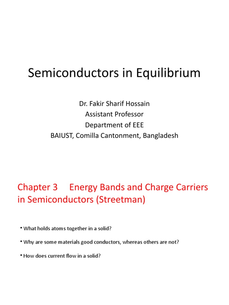 Semiconductor in Equilibrium | PDF | Doping (Semiconductor ...