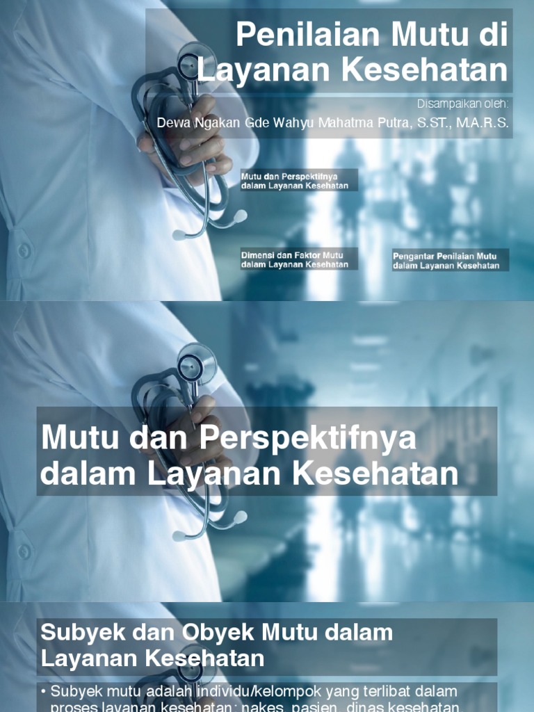 Penilaian Mutu Di Layanan Kesehatan | PDF