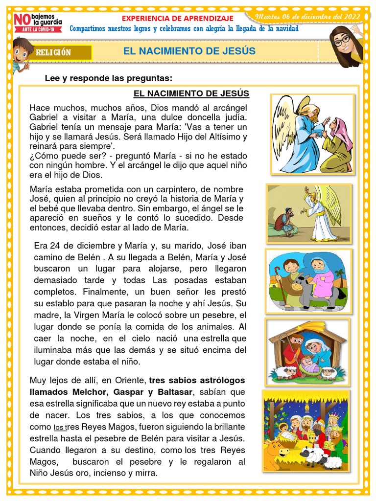 d2 A1 Ficha El Nacimiento de Jesús | PDF | María, madre de Jesús ...