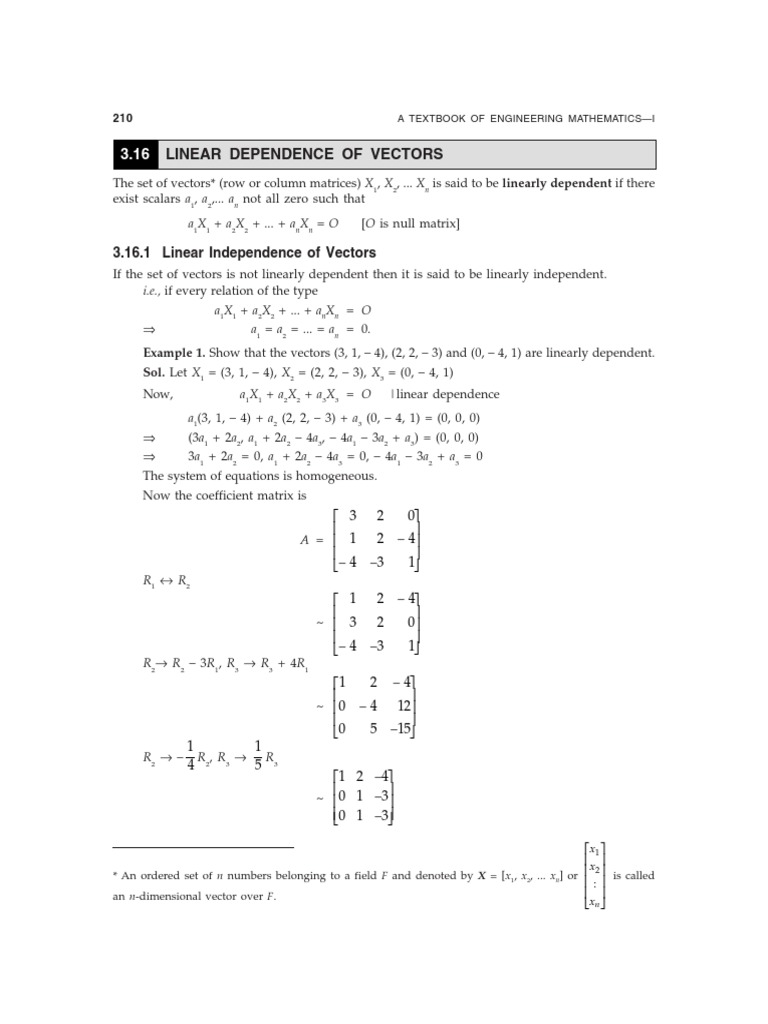 Linearly Independent and Linearly Dependent | PDF | Eigenvalues And Eigenvectors | Vector Space