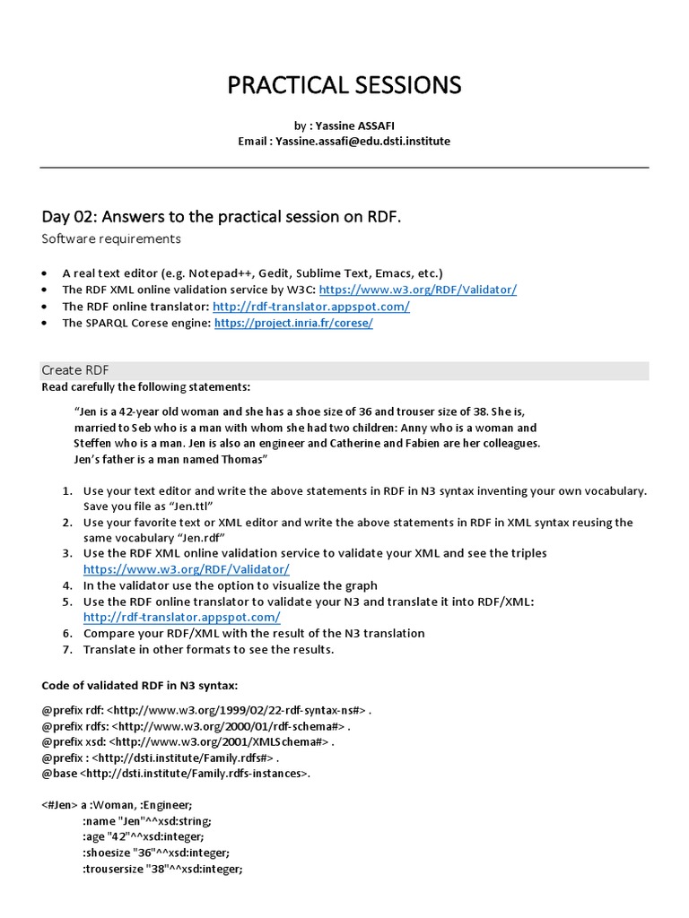 RDF Practical Session Guide | PDF | Xml Schema | Resource Description ...