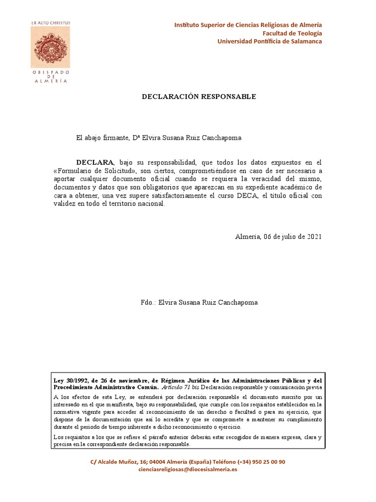 DECLARACIÓN RESPONSABLE | PDF