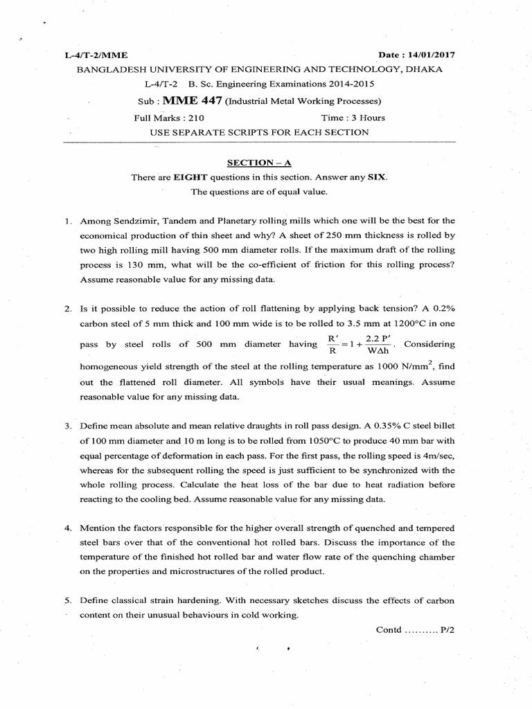 Sheet Metal Exam Questions Overview | PDF | Deformation (Engineering ...