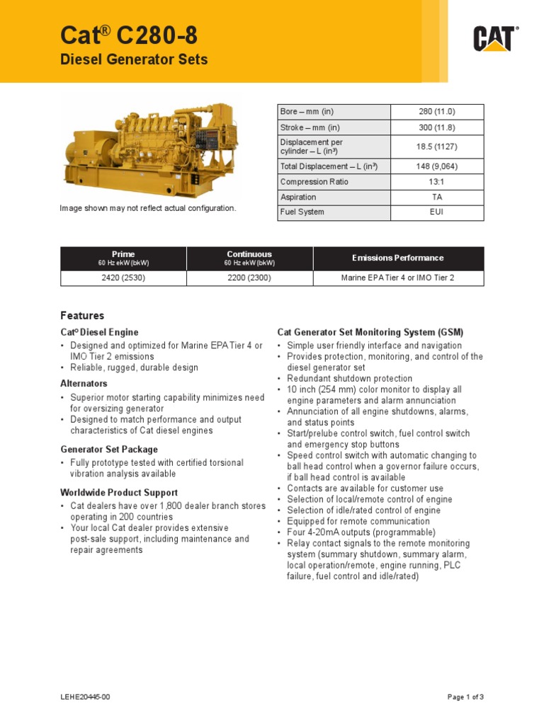 Cat C280-8: ® Diesel Generator Sets | PDF | Internal Combustion Engine ...