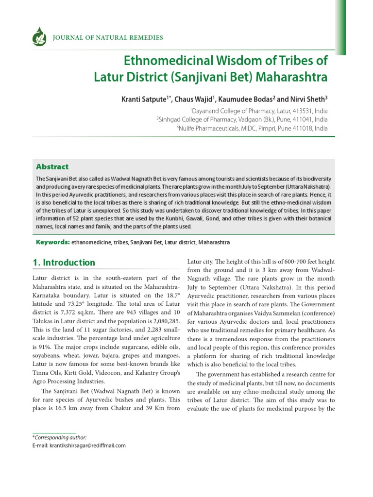 Ethnomedicinal Wisdom of Tribes | PDF | Ethnobotany | Botany