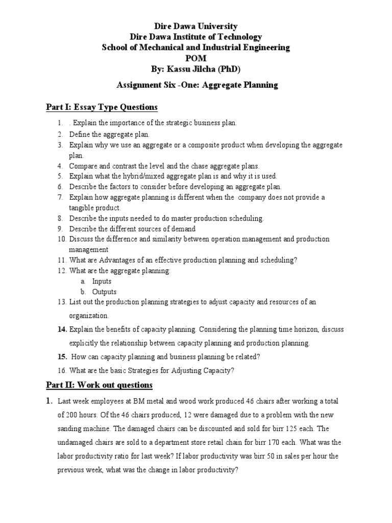 Assignment 6-1 Aggregate Planning | Download Free PDF | Labour Economics | Overtime
