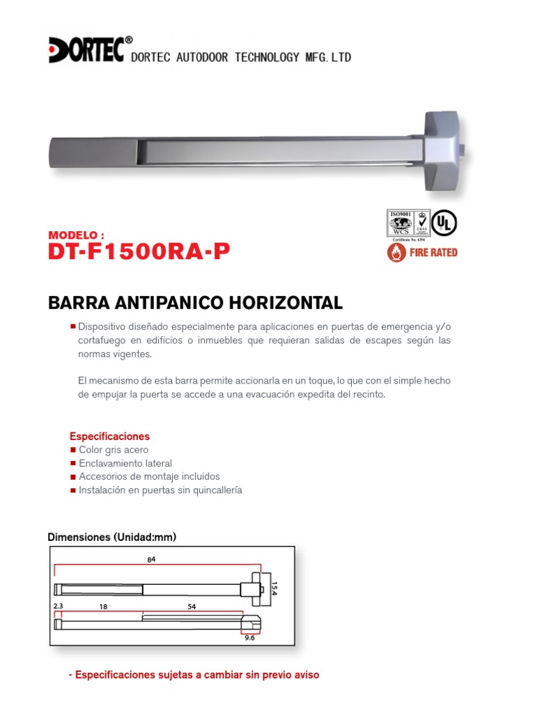 Ficha Barra DT-F1500RA Dortec | PDF