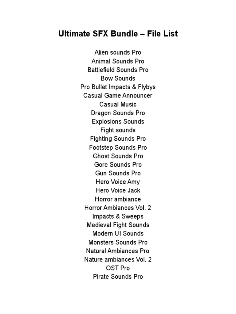 Ultimate SFX Bundle File List | PDF | Bow And Arrow | Computer File
