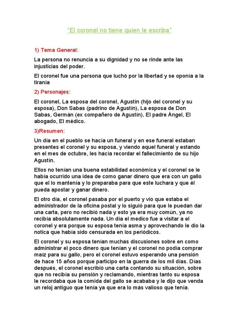 El Coronel No Tiene Quien Le Escriba | PDF | Clásicos